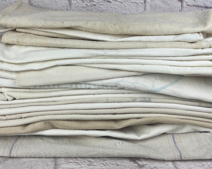 HUGE Lot of Vintage Muslin Feedsacks Feed Sacks and Fabric for Crafting ...