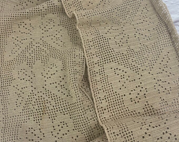Vintage 7" Inch Wide Hand Crochet Dark Ecru Trim With Butterflies ...