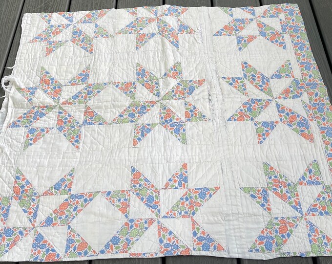 Vintage Twinkling Star Pattern Cutter Quilt Piece - Etsy
