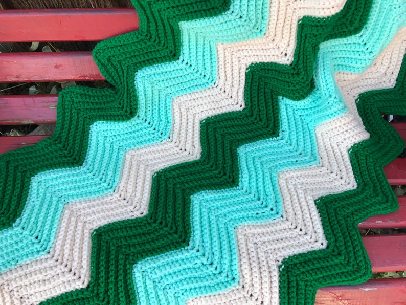 Vintage Narrow Hand Crochet Dark Green Mint Green and White | Etsy