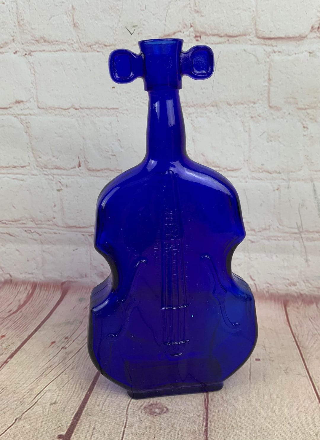 Vintage Cobalt Blue Fiddle Violin Bottle - Etsy