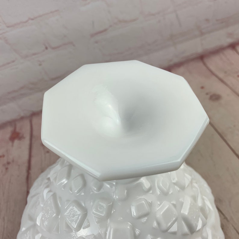 Vintage White Milk Glass Quilted Design Pattern Fluted Compote ...