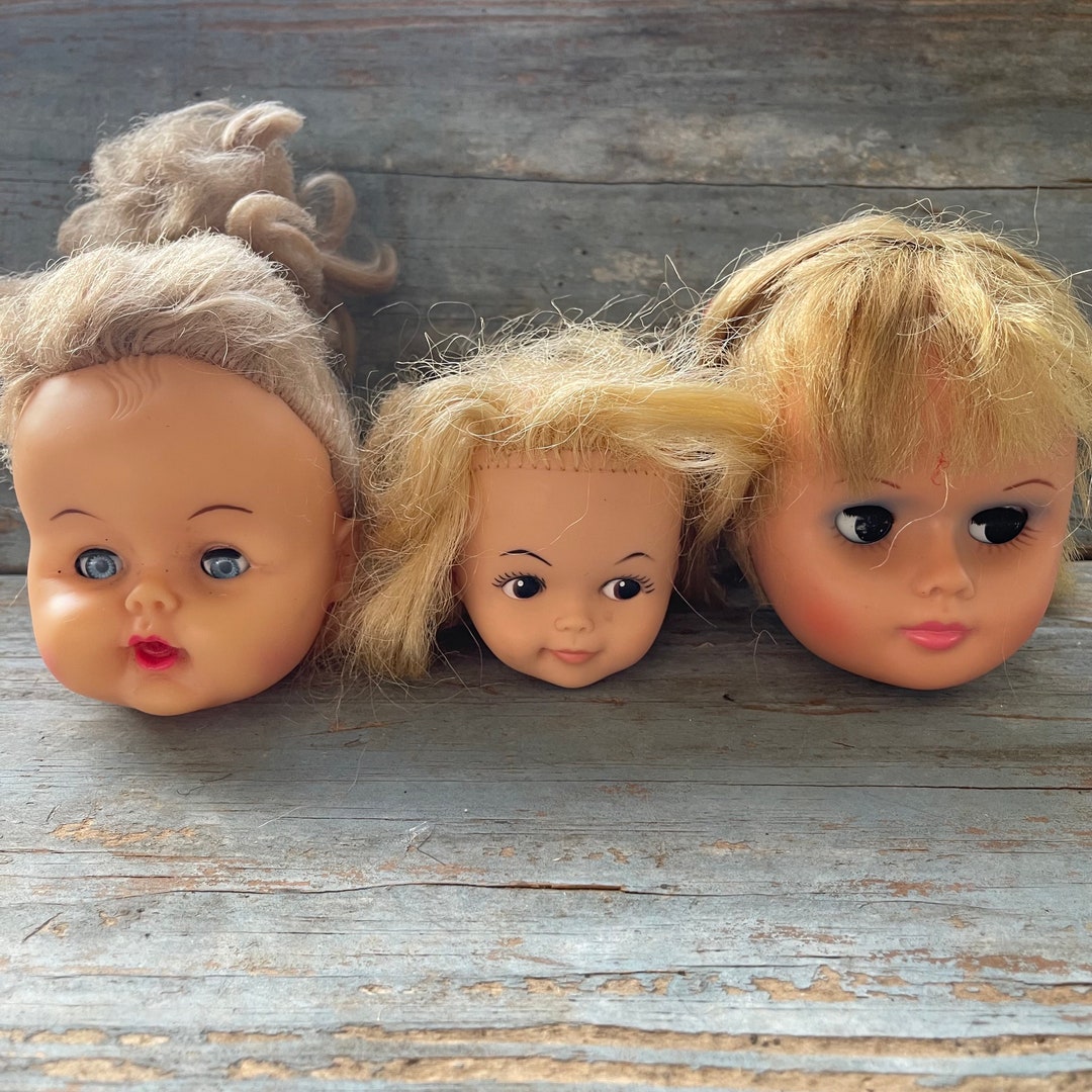 Trio of Vintage Doll Heads Creepy Doll Heads With Pony Tails and ...