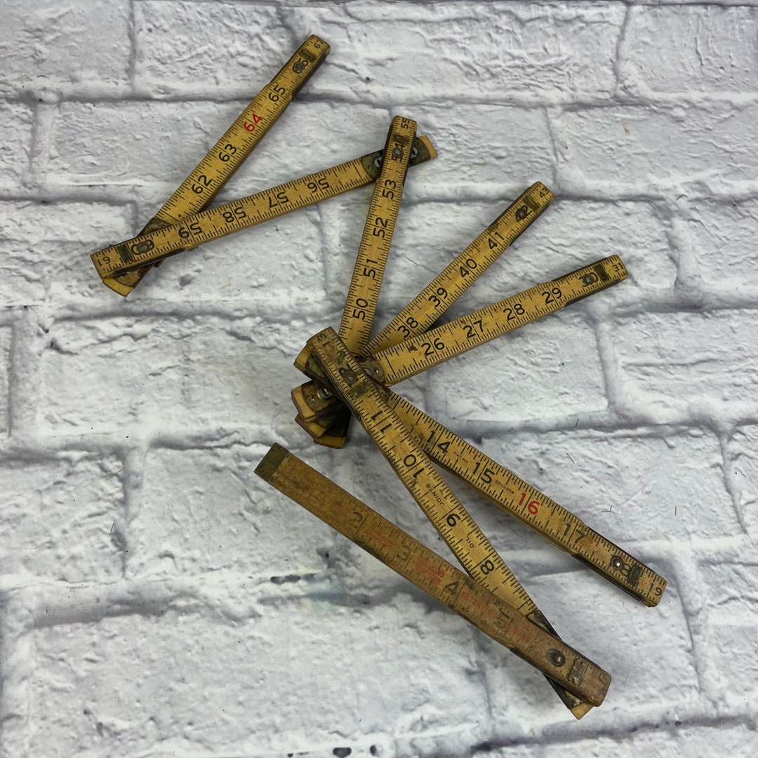 Vintage Old Wood Lufkin Folding Tape Measure Extension Ruler Neat ...