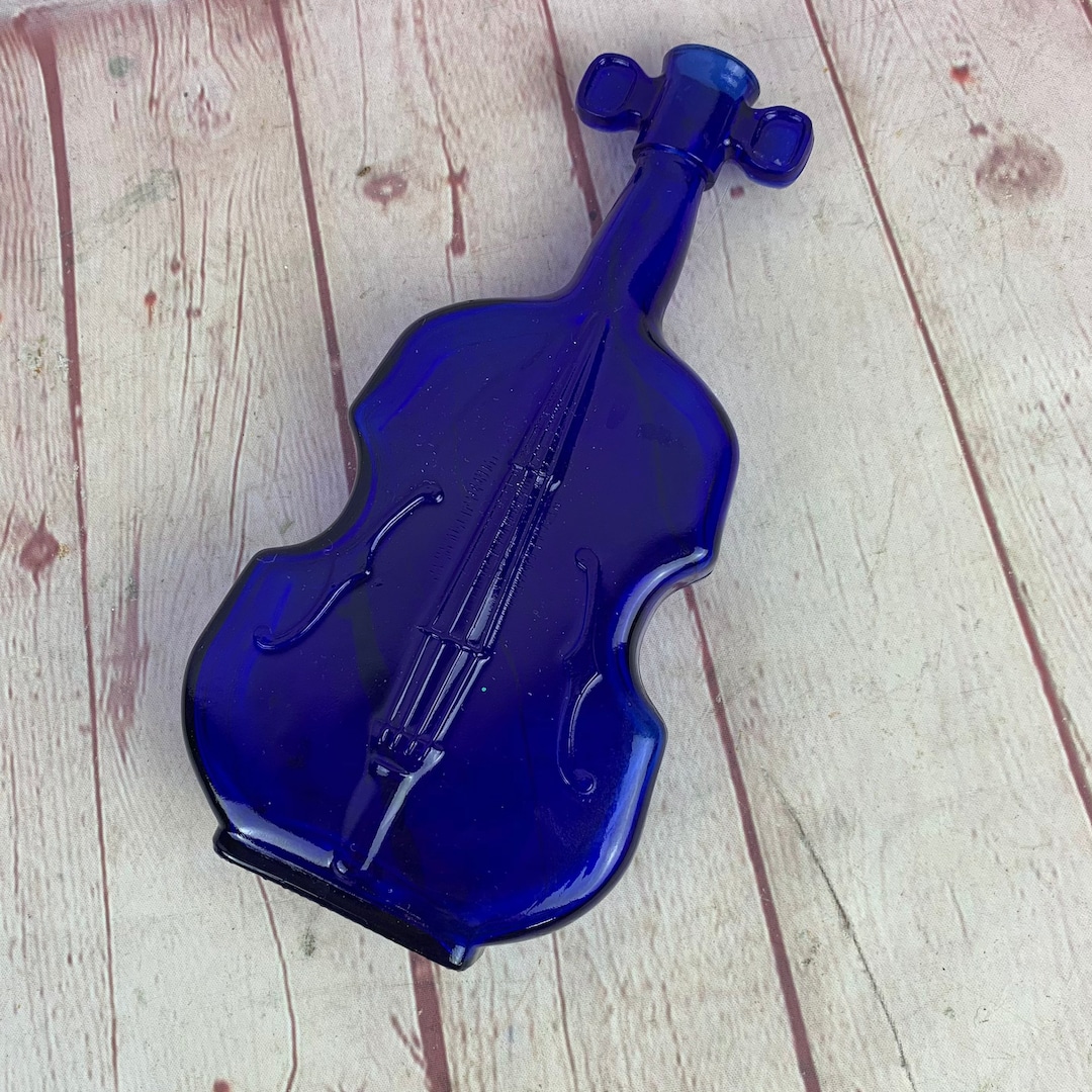 Vintage Cobalt Blue Fiddle Violin Bottle - Etsy