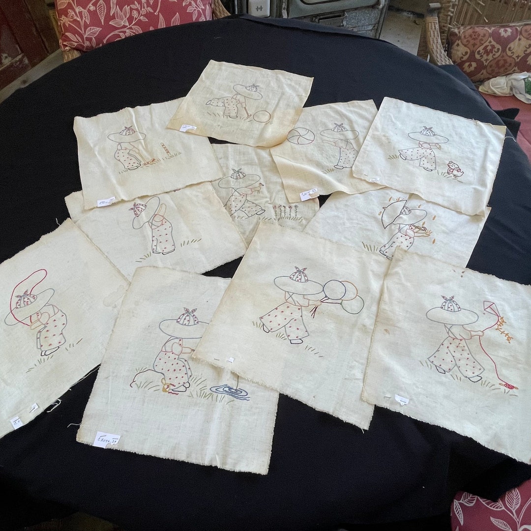 Lot of 11 Vintage Era Hand Embroidery Quilt Blocks - Etsy