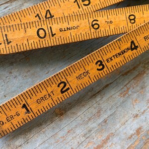 Vintage Old Wood Folding Tape Measure Extension Ruler Neat Patina Great ...