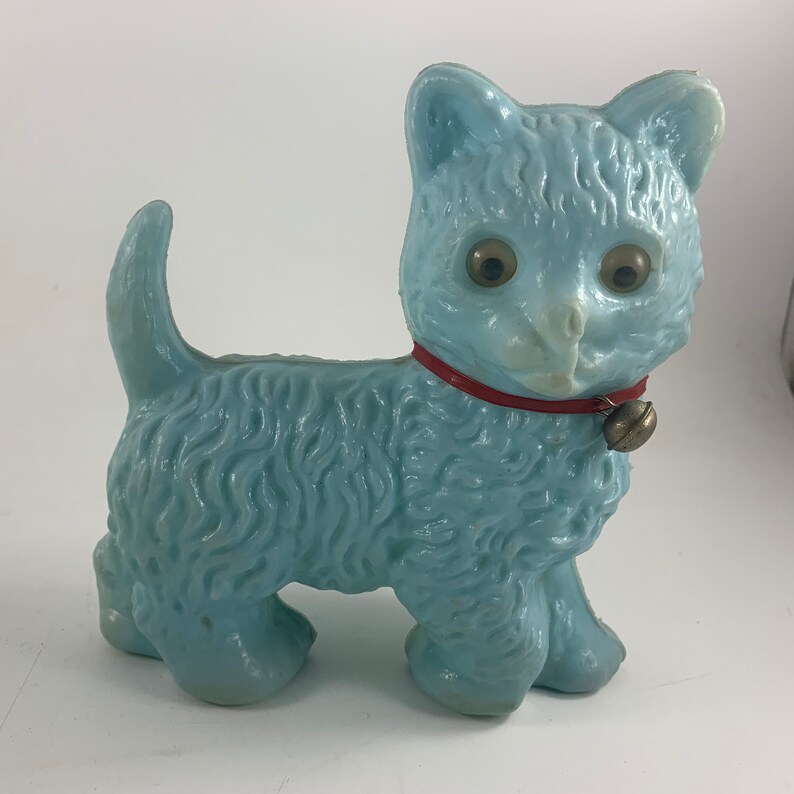 Pair of Vintage Blue and Yellow Nursery Toys Blue Cat and Yellow ...