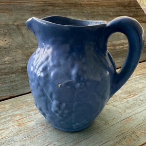 Vintage Blue UHL Pottery Small Milk Pitcher Raised Grape Design - Etsy