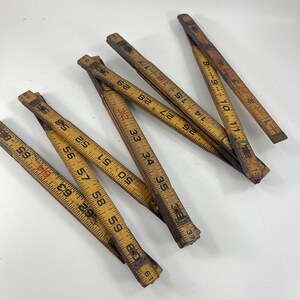Vintage Old Wood Lufkin Folding Tape Measure Extension Ruler Neat ...
