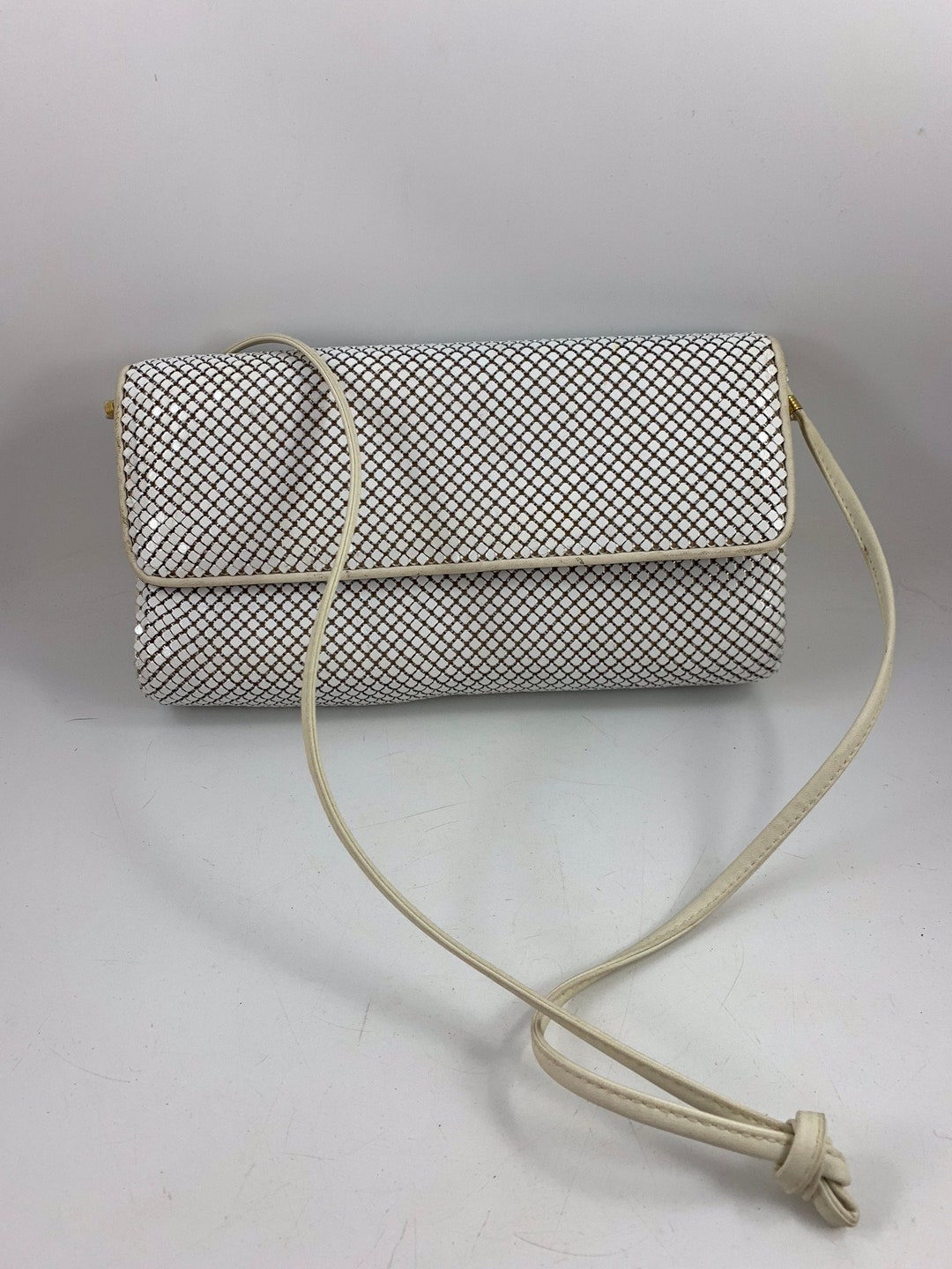 Vintage 1960’s Era White Whitting and Davis Metal Mesh Clutch Purse or ...