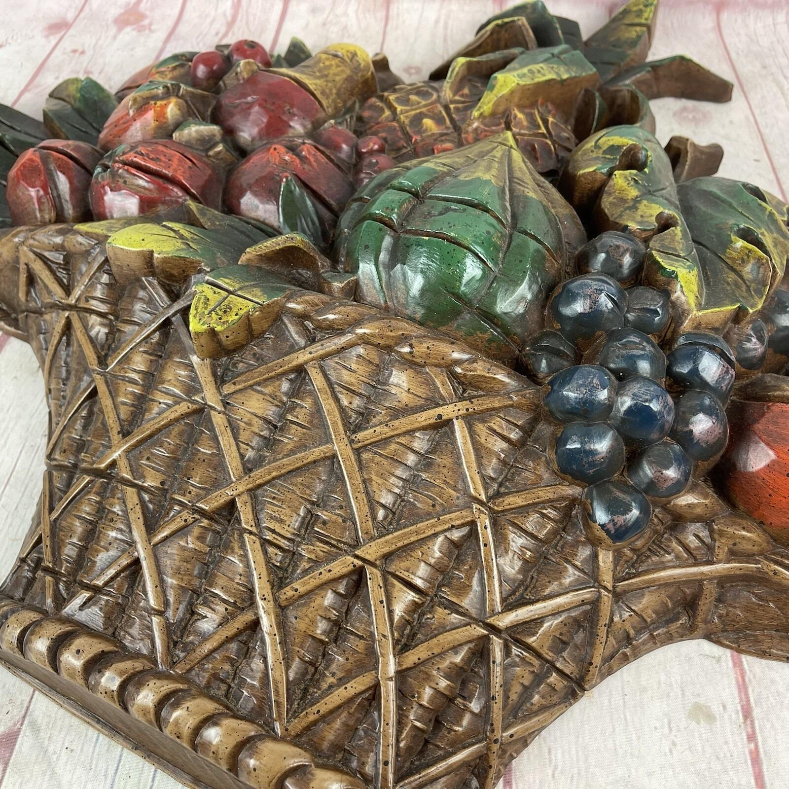 Vintage 1965 Homco Home Interior Syroco Large Basket of Fruit Wall ...
