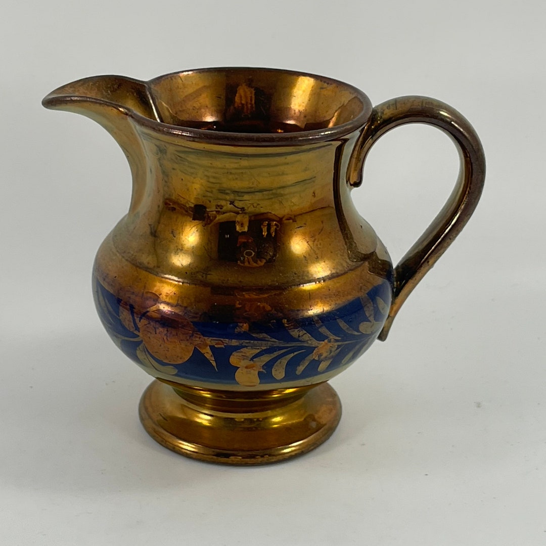 Vintage Copper Lustre and Blue Decorated Lustreware Small Pitcher - Etsy
