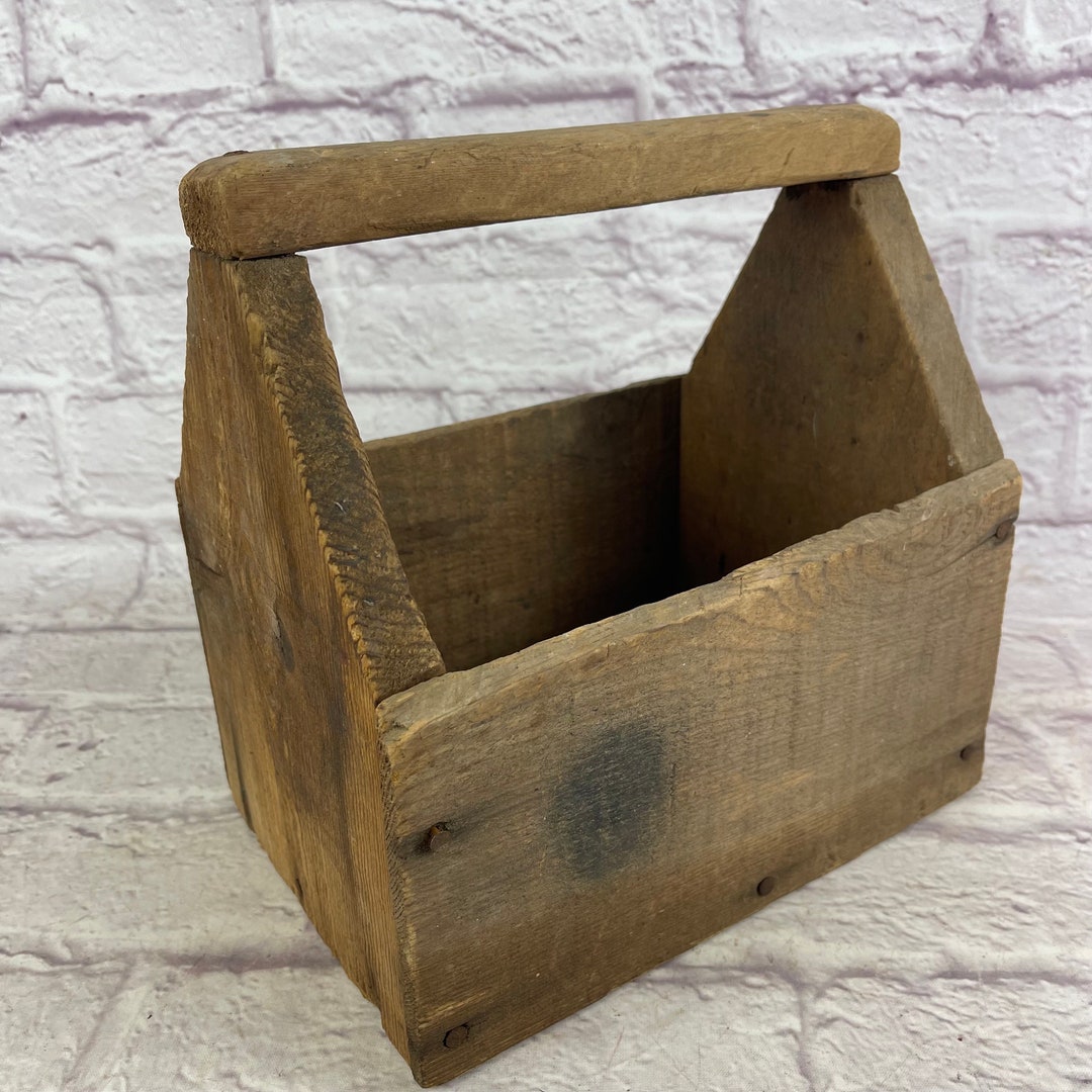 Vintage Handmade Small Wooden Tool Box or Tool Caddy - Etsy