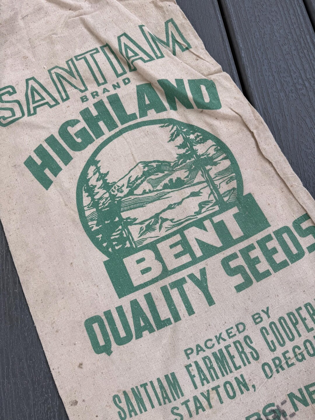 Vintage Muslin Santiam Brand Highland Bent Quality Seeds Seed Bag With ...