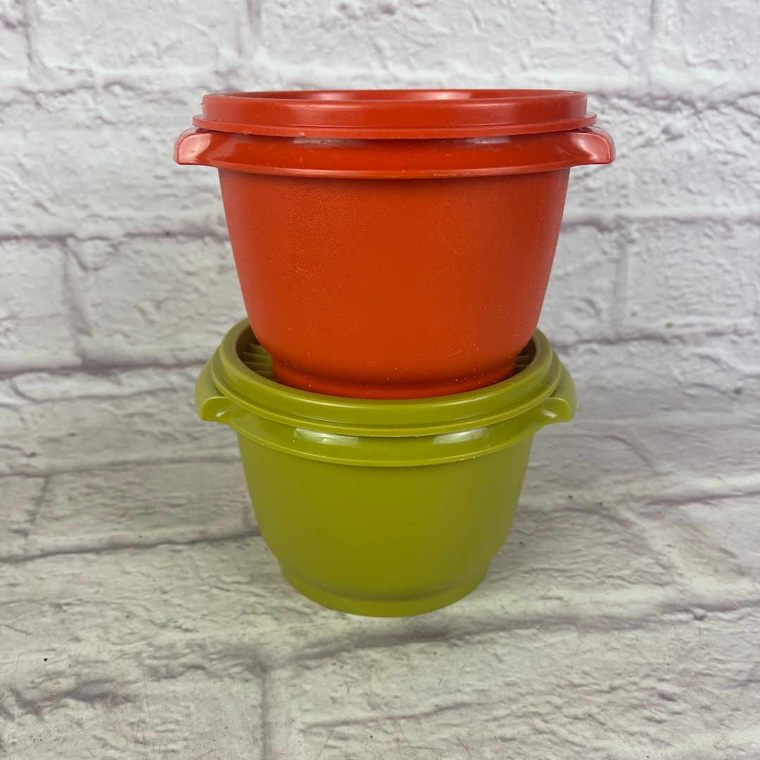 Pair of Vintage Tupperware 886-21 Harvest Colors Bowls With Lids Orange ...