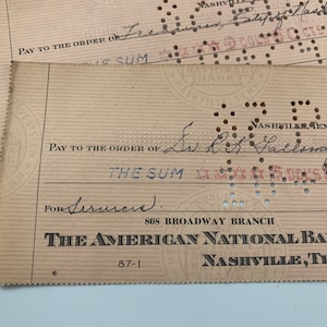 Lot of 10 Vintage 1946-47 Bank Checks American National Bank in ...