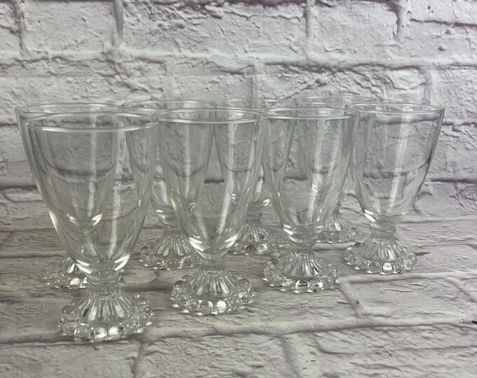 8 Vintage Clear Glass Boopie Water Glass Glasses With Candlewick Bottom ...