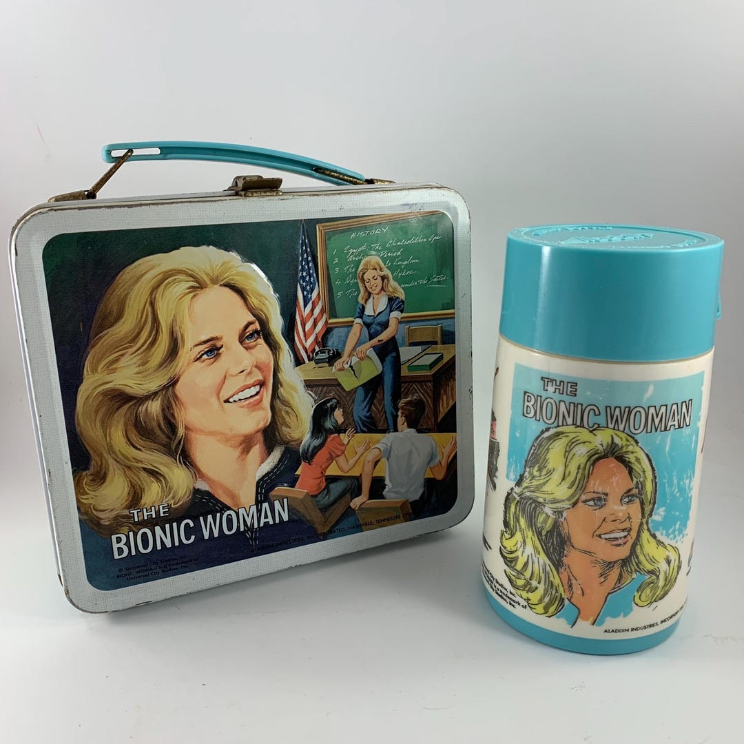 Vintage THE BIONIC WOMAN Metal Lunch Box and Thermos Alladin - Etsy