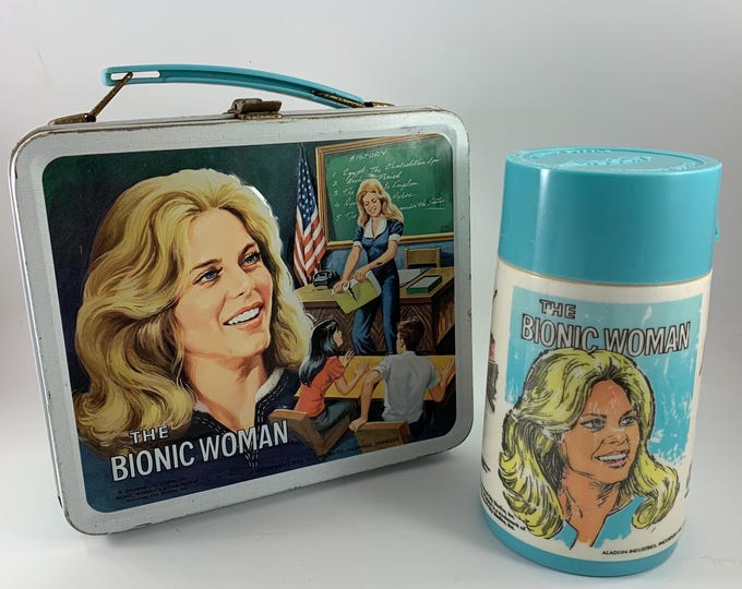 Vintage THE BIONIC WOMAN Metal Lunch Box and Thermos Alladin - Etsy
