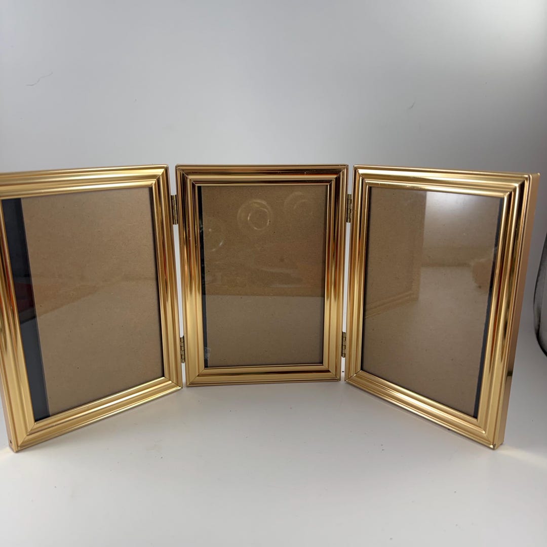 Vintage Triple Hinged Trifold Brass 5 X 7 Photo Frames - Etsy