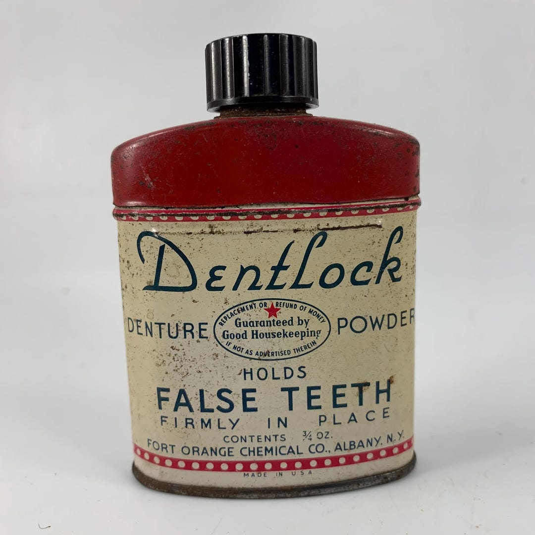 Vintage Dentlock for False Teeth Powder Tin EMPTY - Etsy