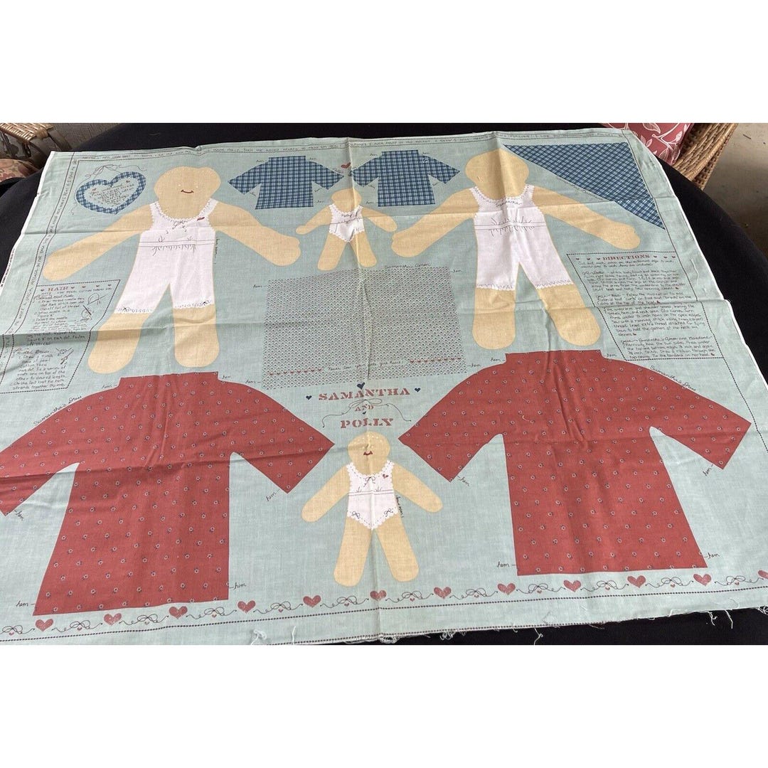Vintage Samantha & Polly Fabric Doll Panel Joan Kessler Cut Sew Cotton ...