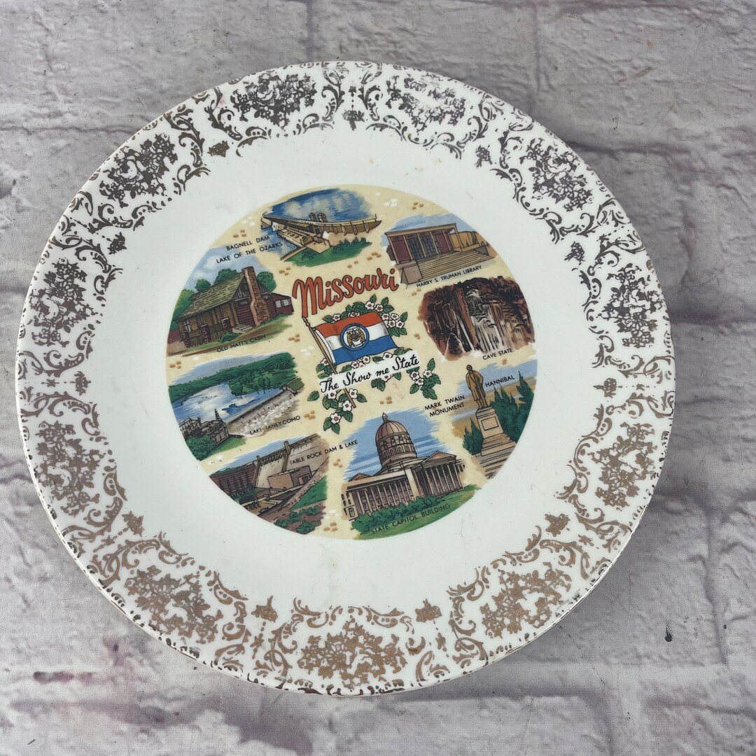 Vintage Missouri the Show Me State Souvenir State Plate With Gold Trim ...