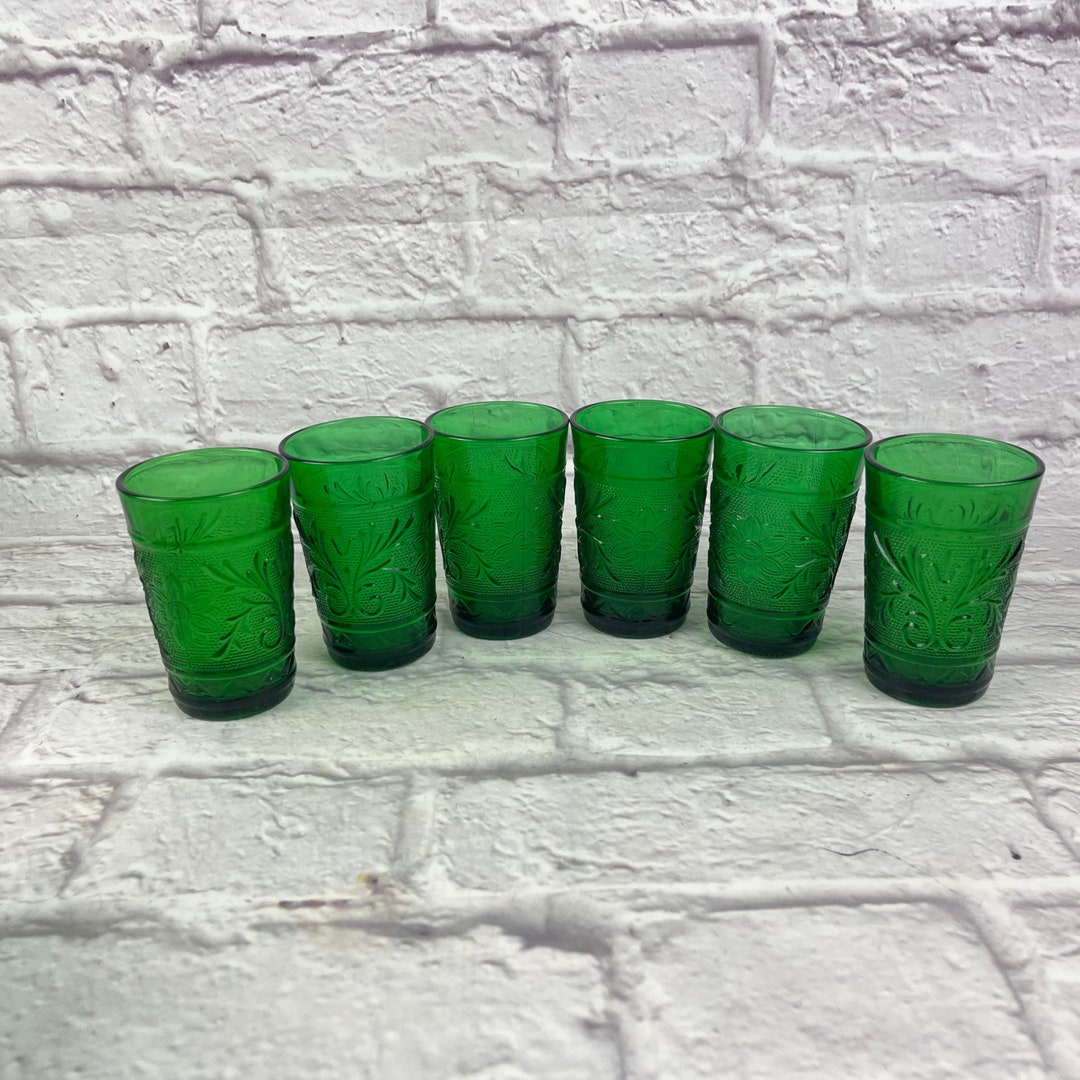 Set of 6 Vintage Anchor Hocking Forest Emerald Green Oatmeal Sandwich ...