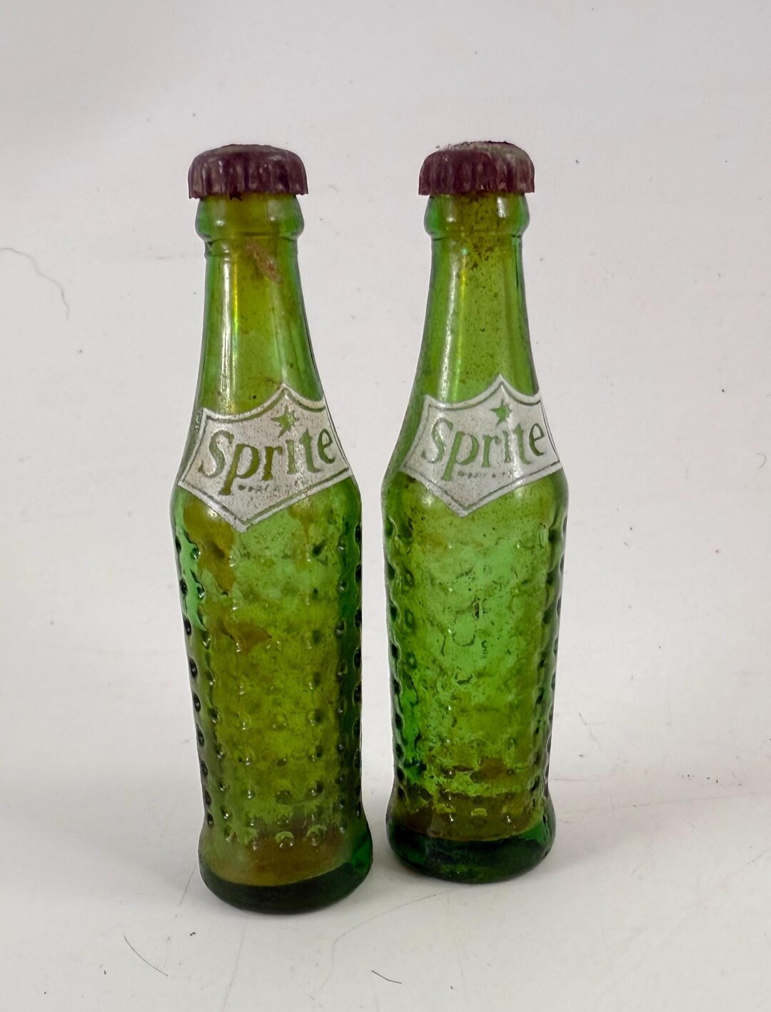 Pair of Vintage Miniature Green Glass SPRITE Bottles - Etsy