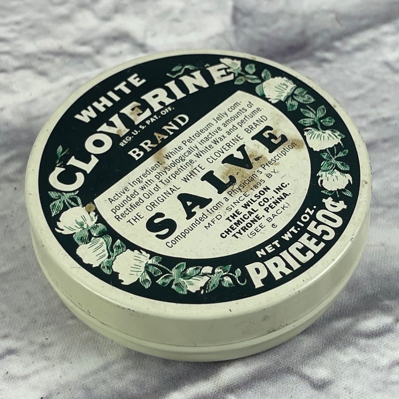 Vintage White CLOVERINE SALVE Tin - Etsy
