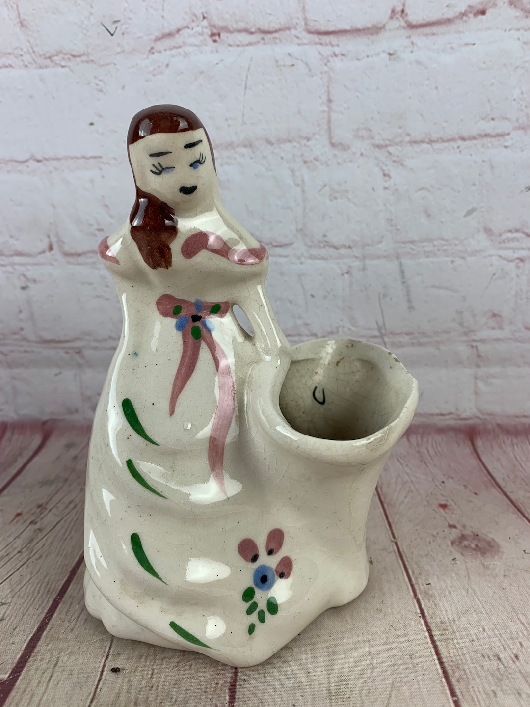 Vintage Lady Girl Planter Flower Pot or Vase - Etsy