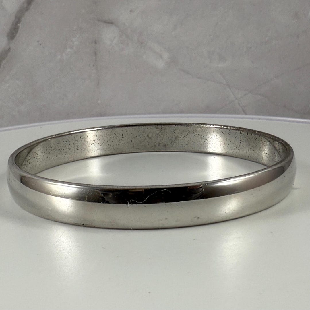 Vintage Ladies Monet Silvertone Bangle Bracelet Xl Etsy