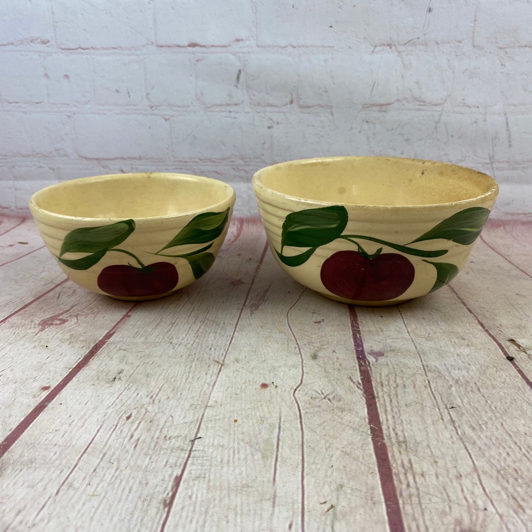 Pair of Vintage WATT POTTERY Oven Ware Apple Pattern 05 and - Etsy