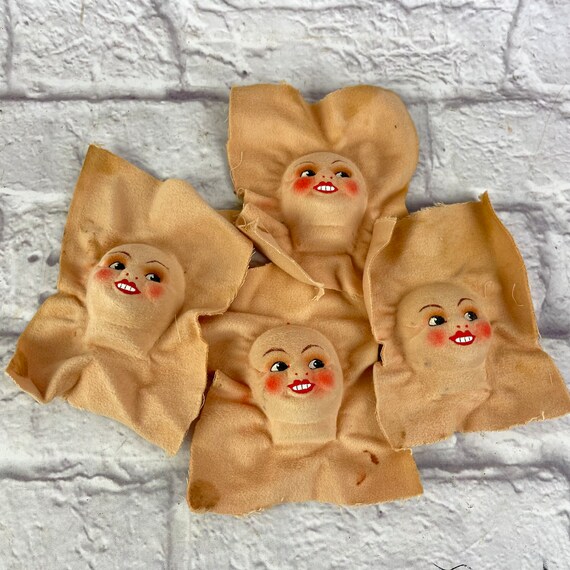 Four Vintage Flesh Colored Felt and Form Doll Face for Doll - Etsy