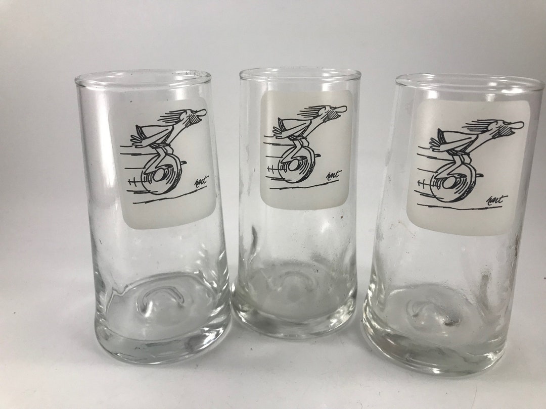 Set of 3 Vintage Anchor Hocking BC Grog Hart Pinched Glass Tumblers ...