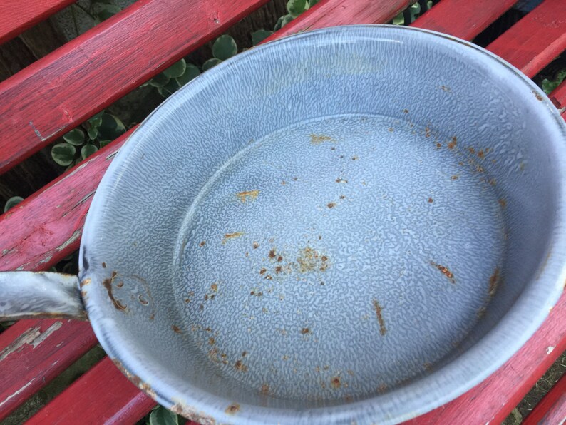 Vintage Grey Gray Granite Enamelware Skillet Pan - Etsy