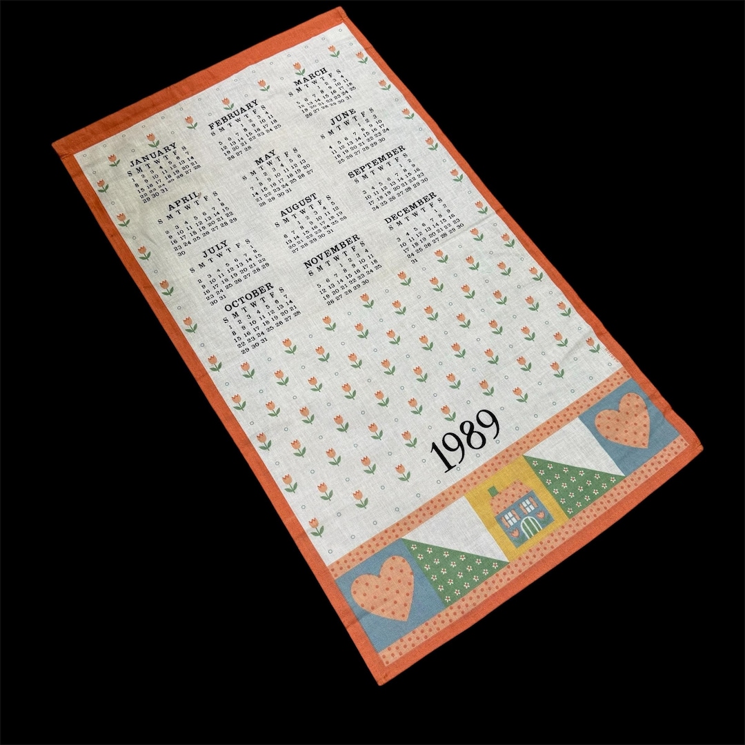 Vintage 1989 Kitchen Calendar Towel Patchwork Design - Etsy