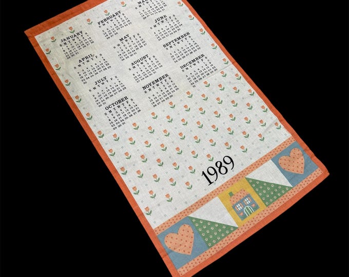 Vintage 1989 Kitchen Calendar Towel Patchwork Design - Etsy