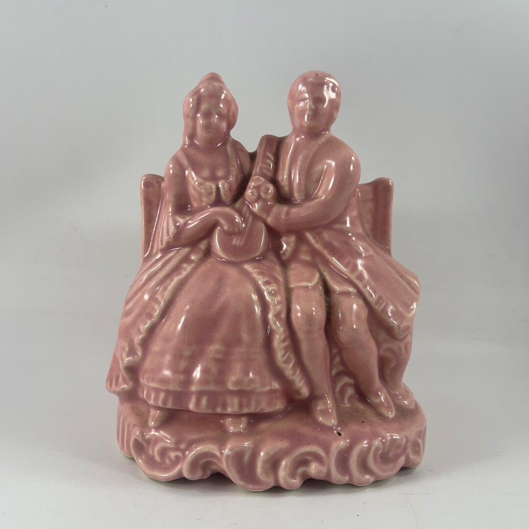 Vintage Pink Cameron Clay Products USA Pink Lady and Gentleman Planter ...