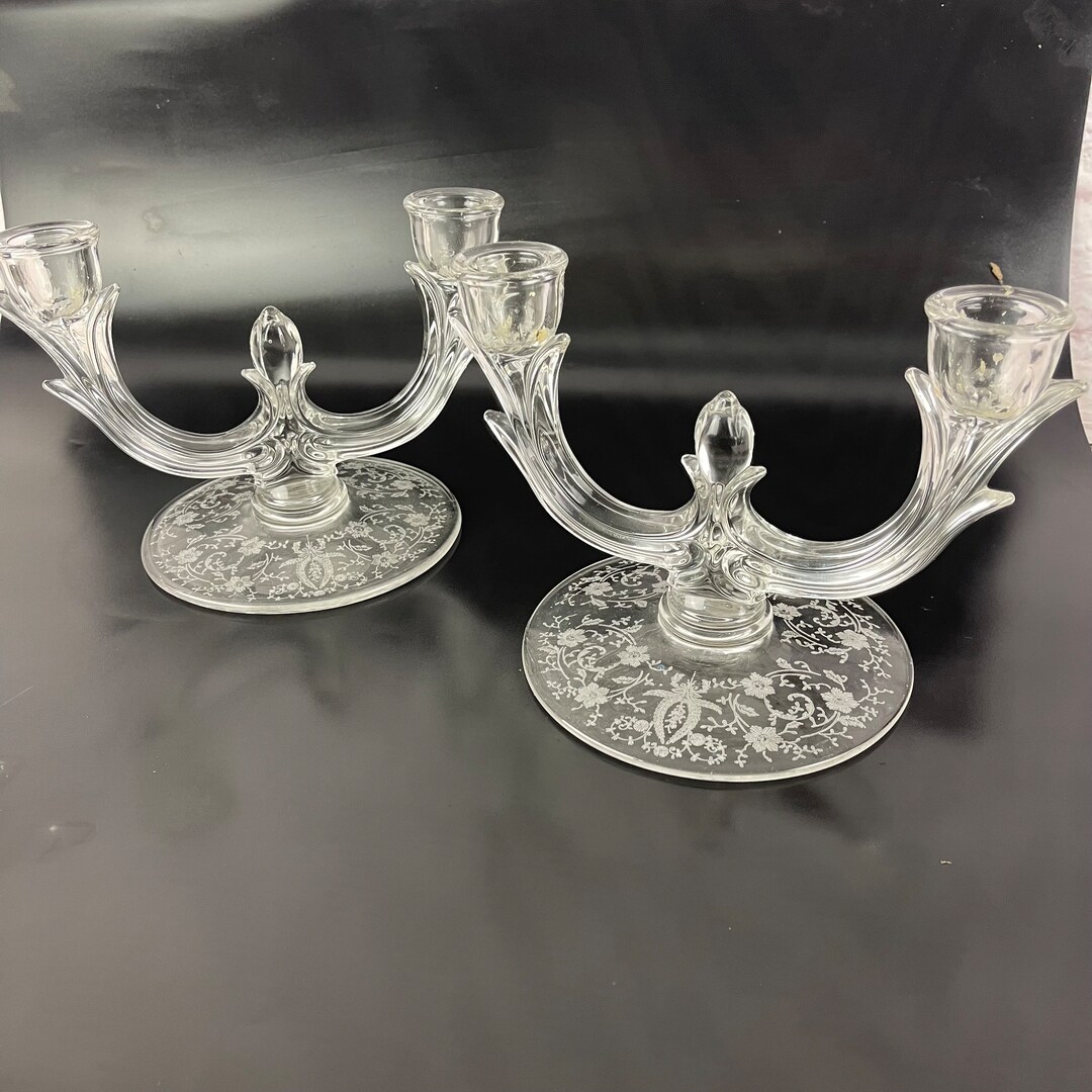 Pair of Vintage New Martinsville Viking Double Light Candle Holders ...