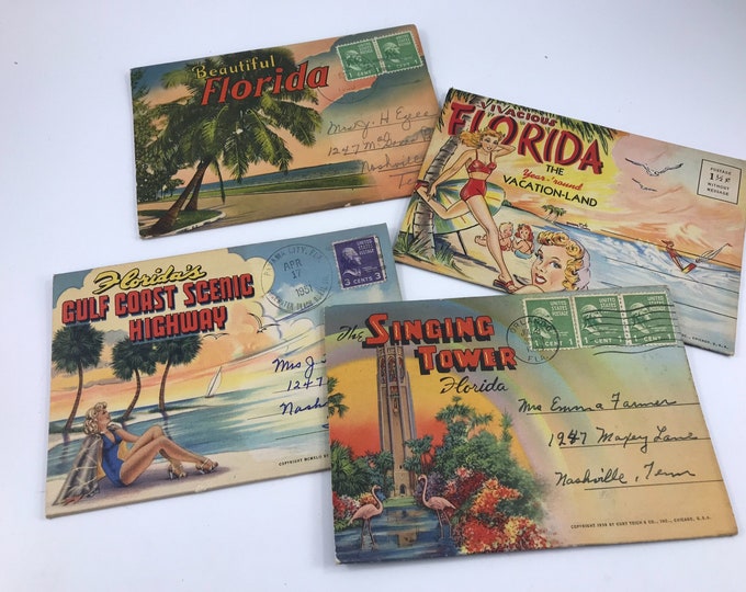 Set of 4 Vintage 1950’s Era Florida Postcard Booklets - Etsy