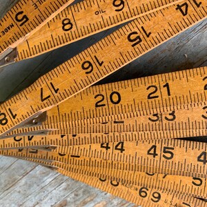 Vintage Old Wood Folding Tape Measure Extension Ruler Neat Patina Great ...