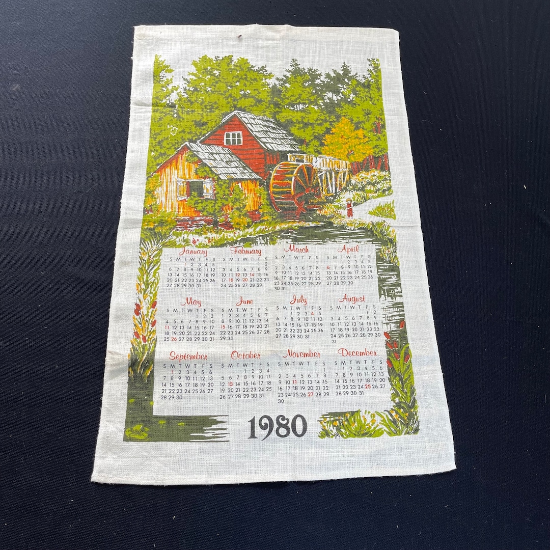 Vintage 1980 Old Mill Calendar Kitchen Towel - Etsy