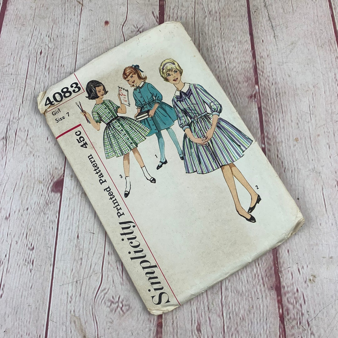 Vintage Simplicity #4083 Pattern for Girls Size 7 One Piece Dress - Etsy