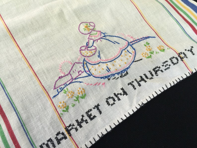 Pair of Vintage Hand Embroidery Kitchen Towels Silver and | Etsy