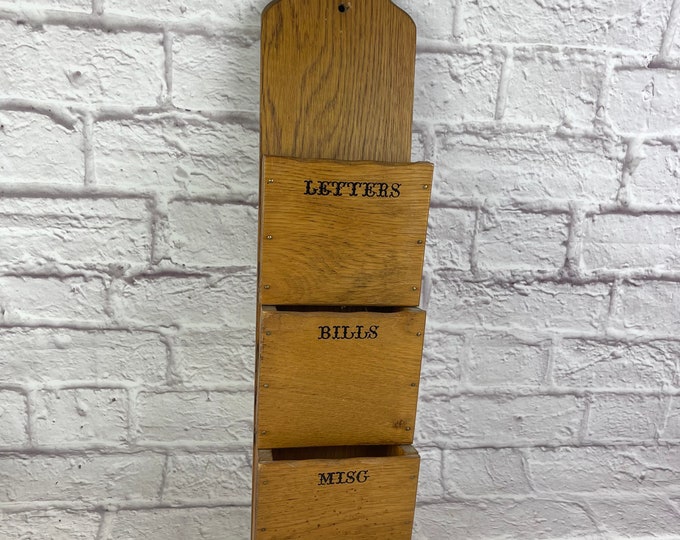 Vintage Hanging Solid Wood Mail & Bill Organizer - Etsy