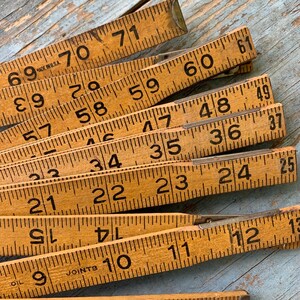 Vintage Old Wood Folding Tape Measure Extension Ruler Neat Patina Great ...