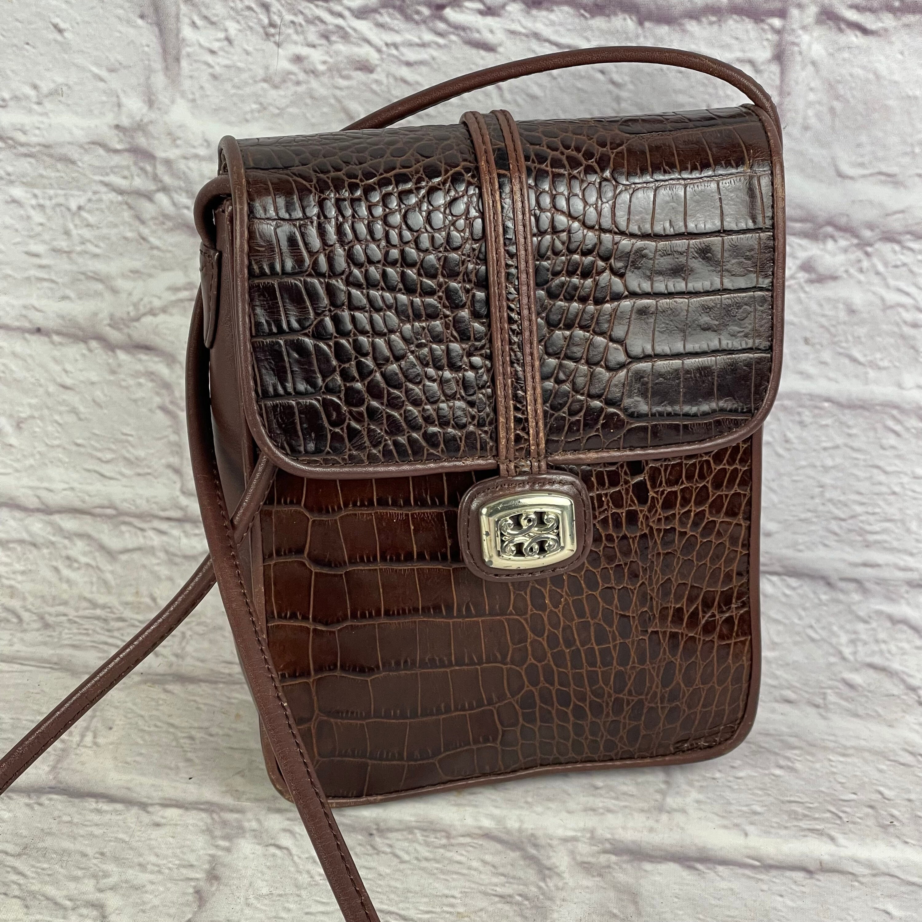 Vintage Brighton One World Dark Brown Faux Gator Crossbody Bag ...