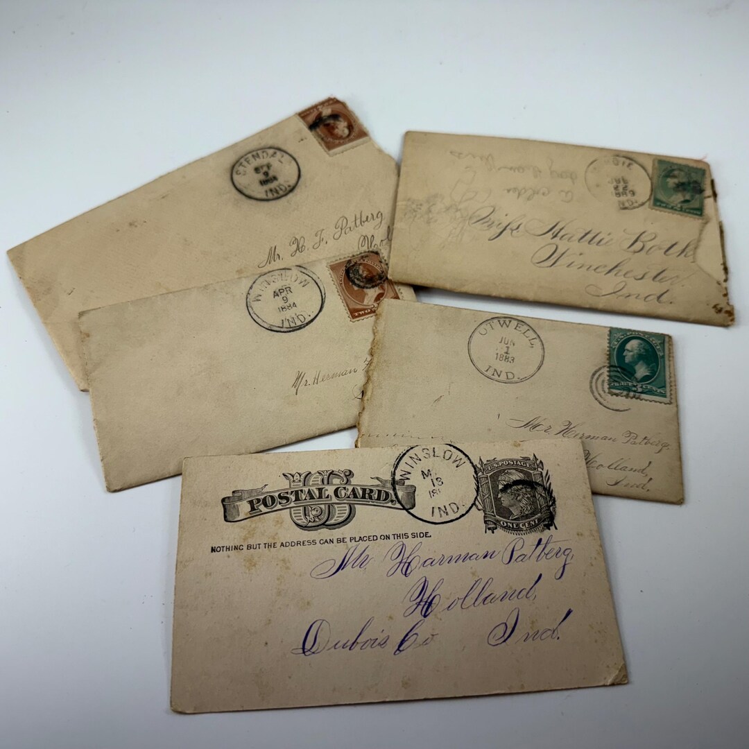 Lot of 4 Antique Hand Written Letters and Postcards Holland Indiana ...